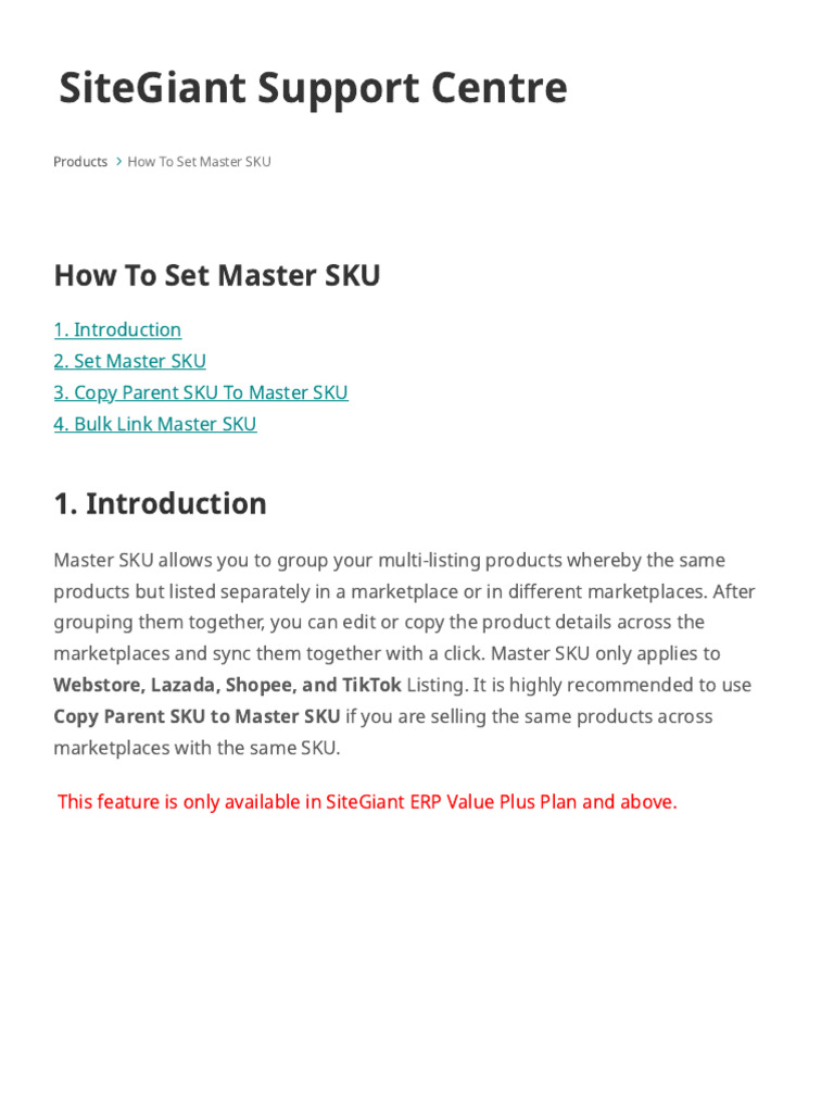 How to Set Master SKU | PDF | Computing | Software