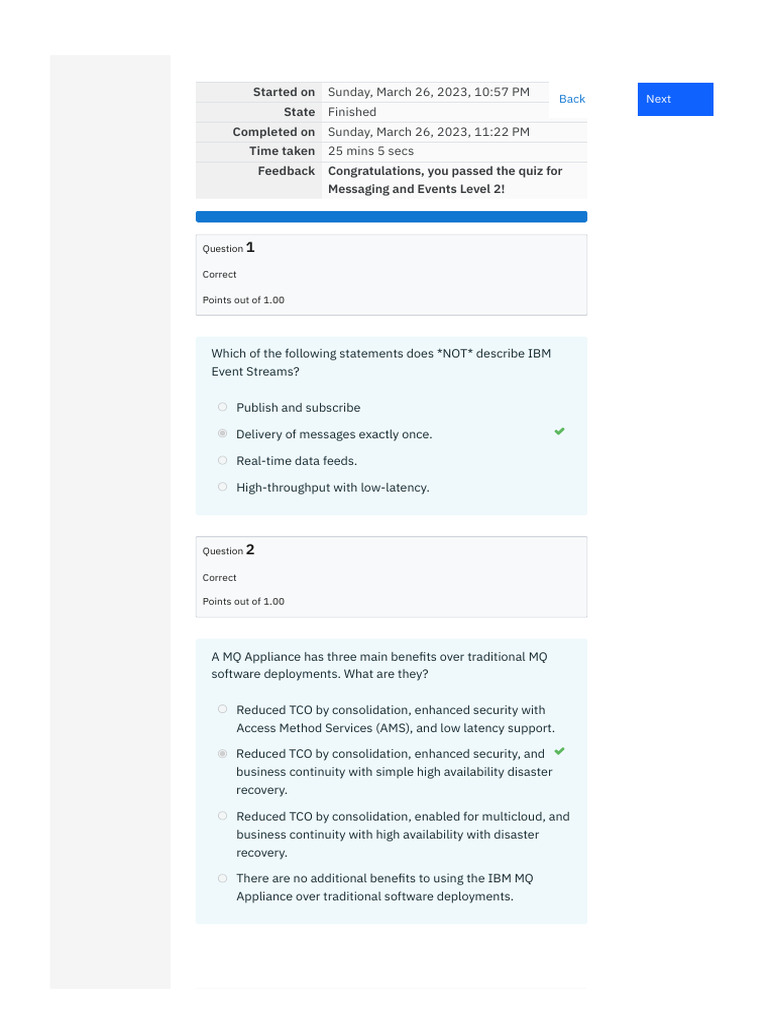 Messaging and Events Level 2 Quiz - Attempt Review | PDF | Cloud Computing | Information Technology