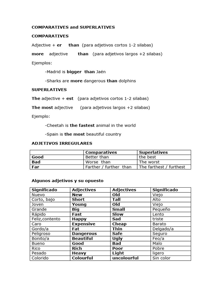 Comparatives and Superlatives | PDF