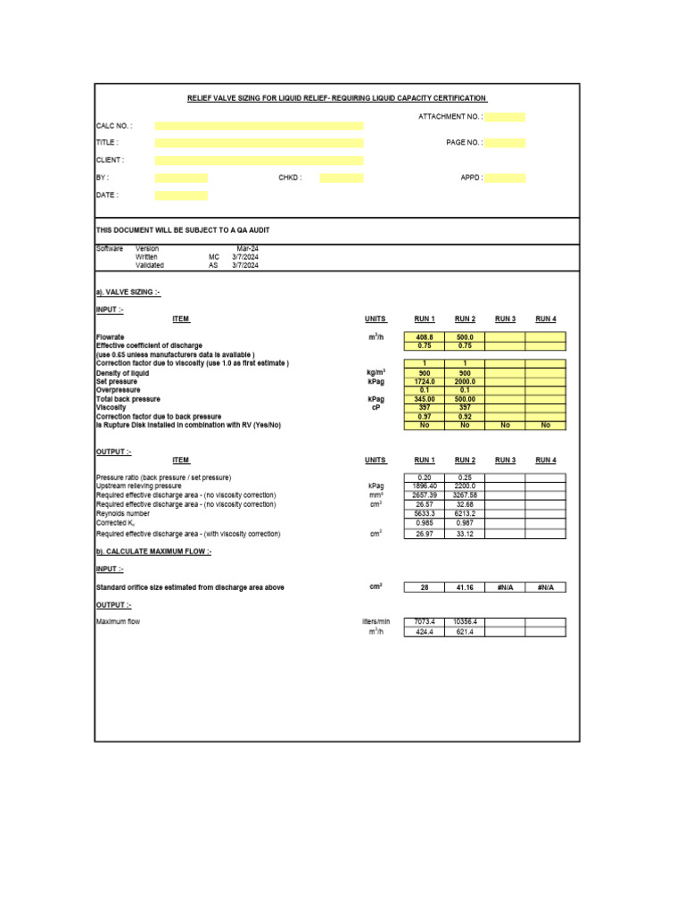 Calculation Note | PDF | Valve | Physical Chemistry