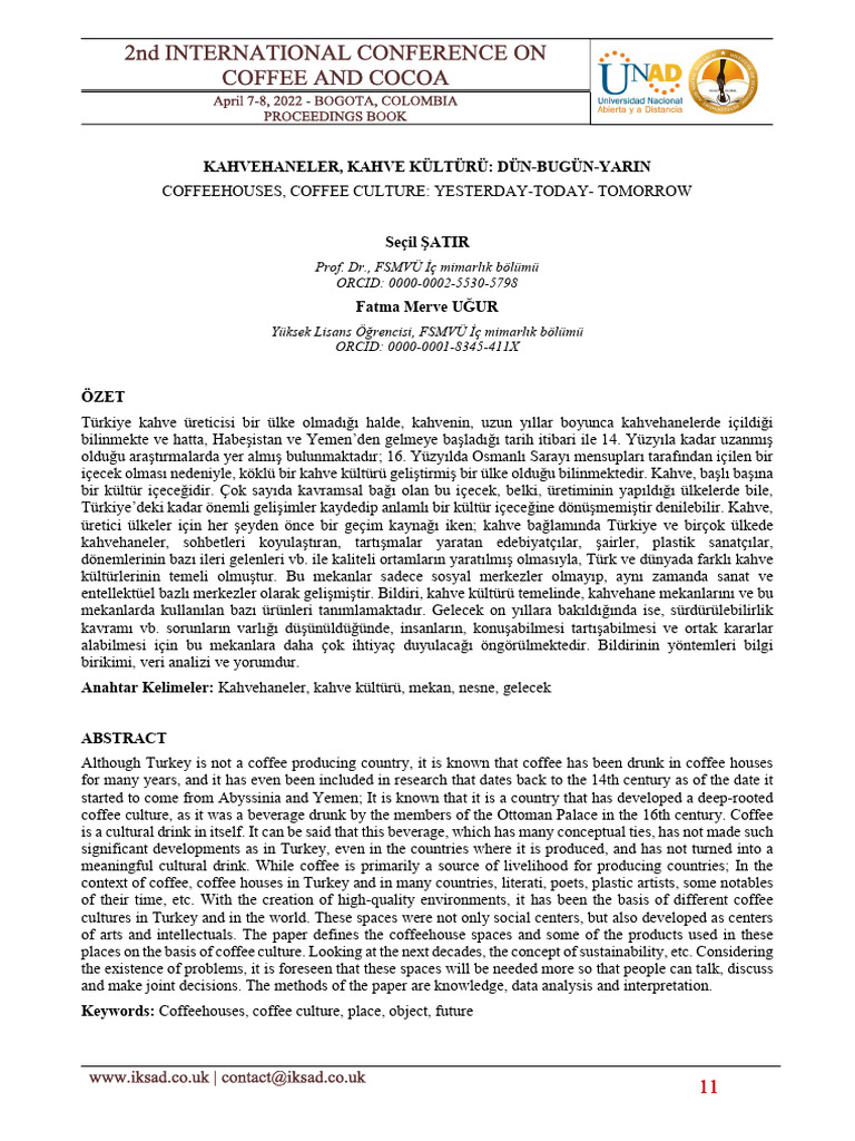 Kahvehaneler Kahve Kulturu Dun Bugun Yar | PDF