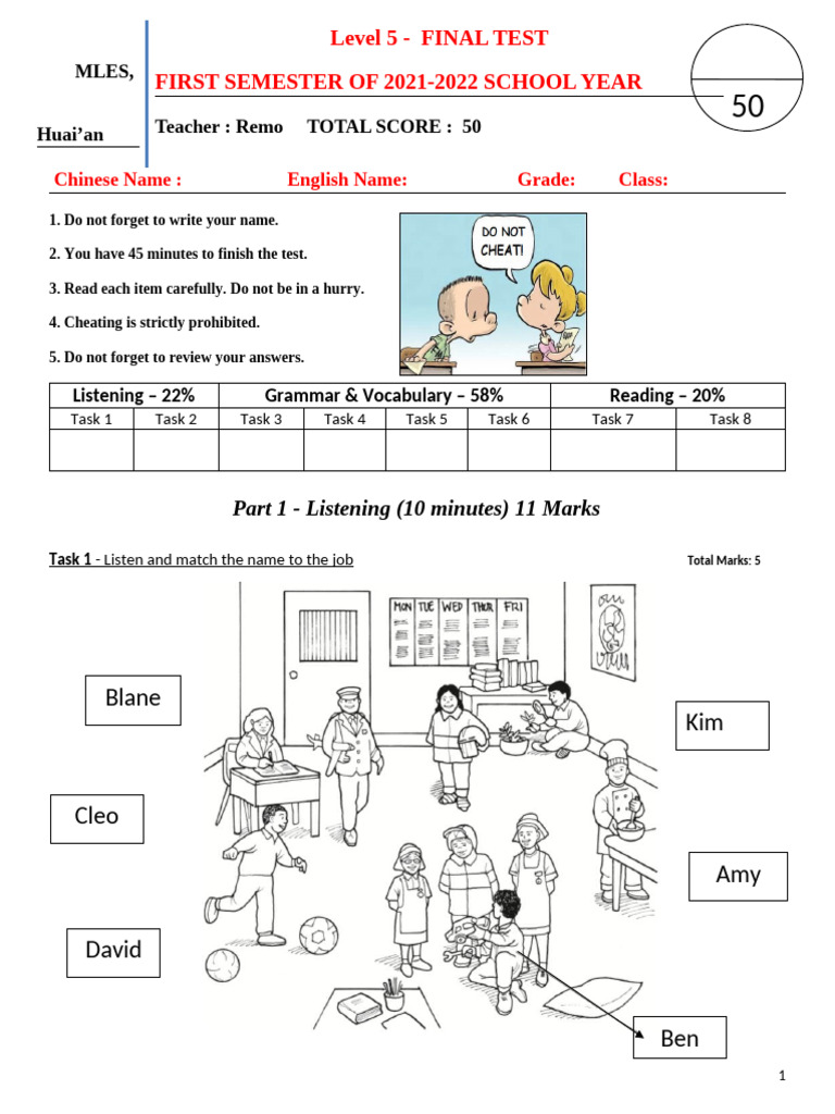 - Final test (Level 5) | PDF | Linguistics