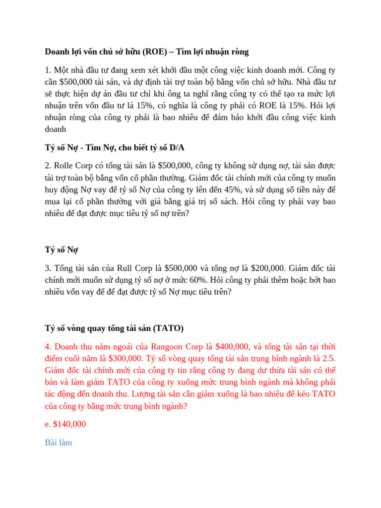 Bài tập PTTC | PDF