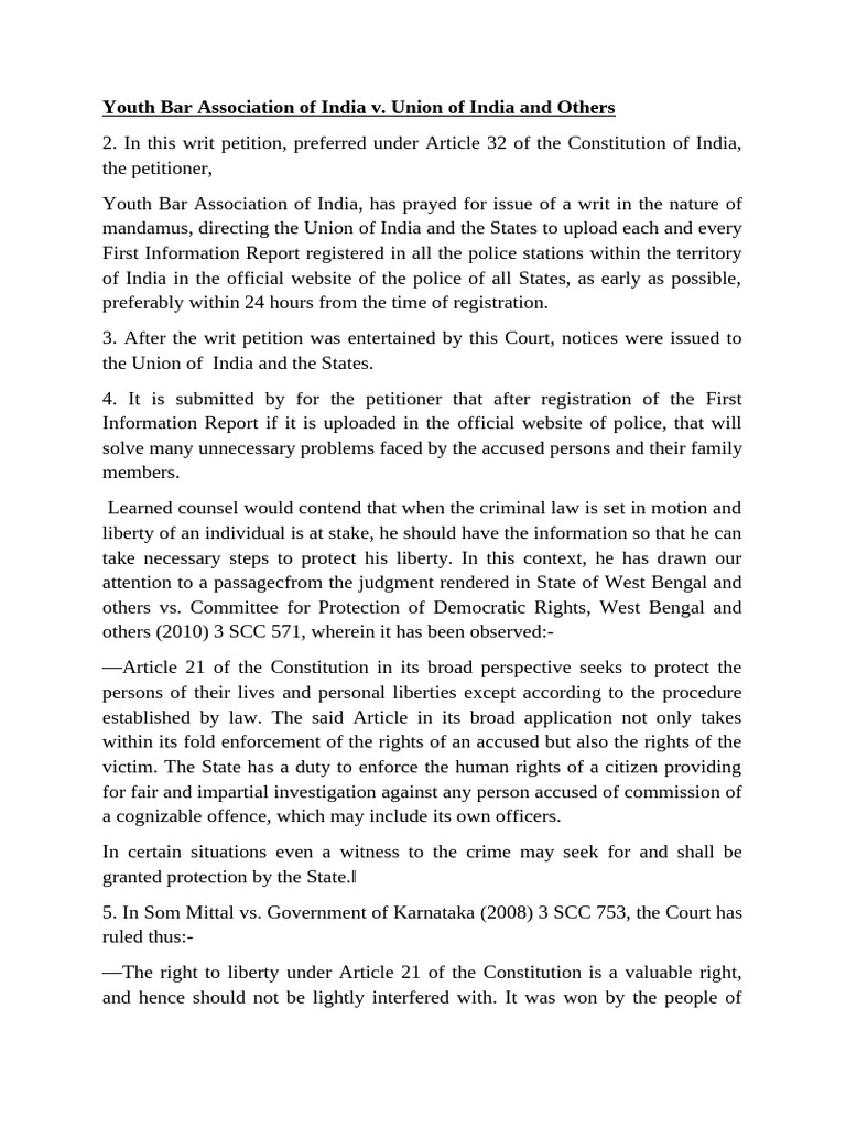 Youth Bar Association of India | PDF | Magistrate | Mandamus
