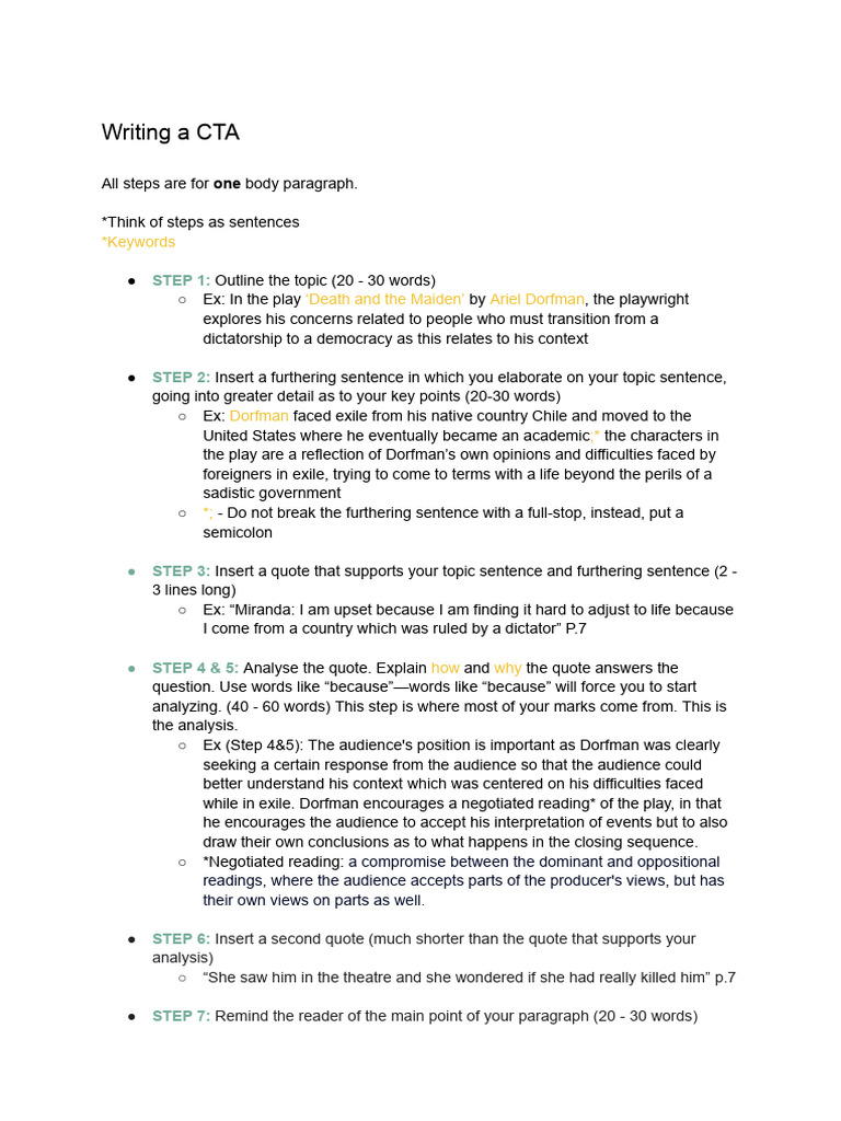 Literature - Writing A CTA | PDF | Language Arts & Discipline | General ...
