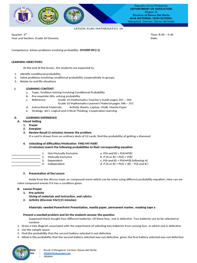 Magat Lesson Plan | PDF | Learning | Lesson Plan