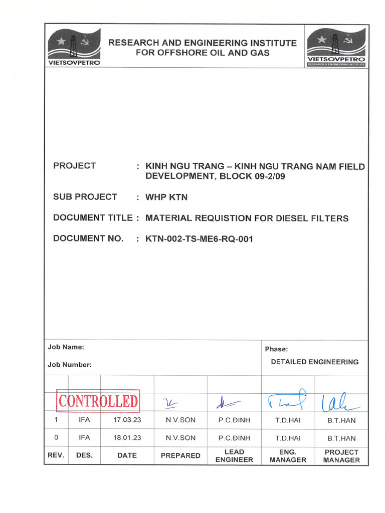 Ktn-002-Ts-Me6-Rq-001 - 1 - Material Requisition For Diesel Filters | PDF | Instrumentation ...