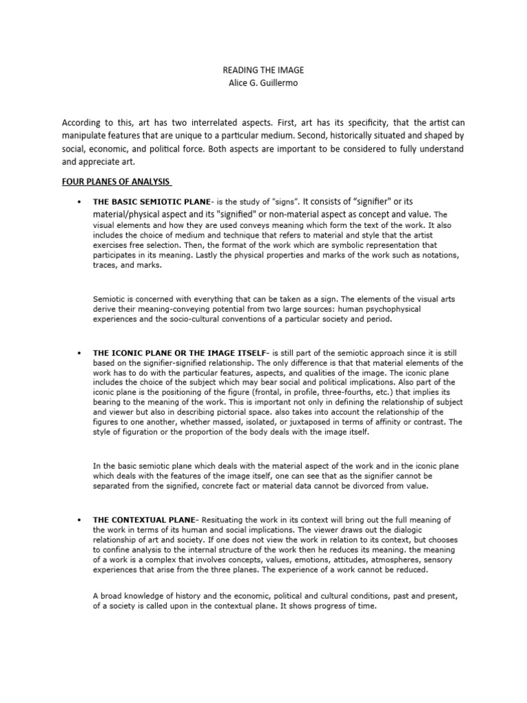 Alice Guillermo's Reading Image Framework | PDF | Semiotics | Image