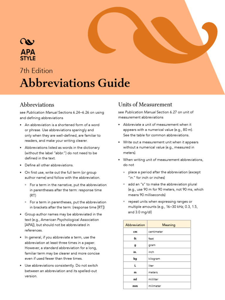 abbreviations-guide | PDF | Apa Style | Bracket
