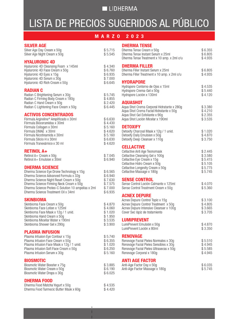 Lista Precios Publico Marz23 A4 001 | PDF | Relaciones personales ...