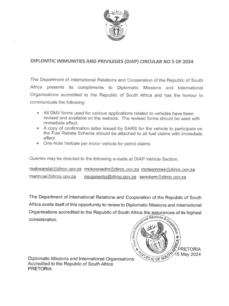 Diap Circular No 5 of 2024 Revised DMV Forms | PDF