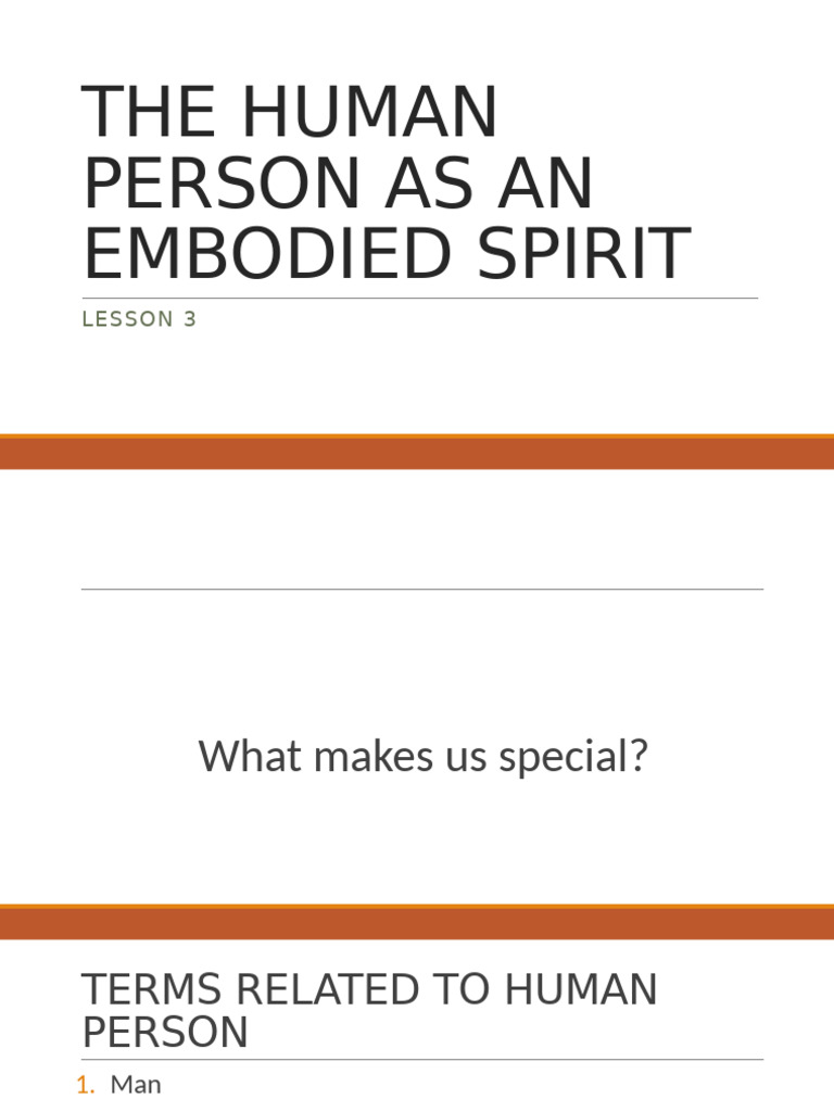Lesson 3 the Human Person as an Embodied Spirit | PDF | Self Awareness ...