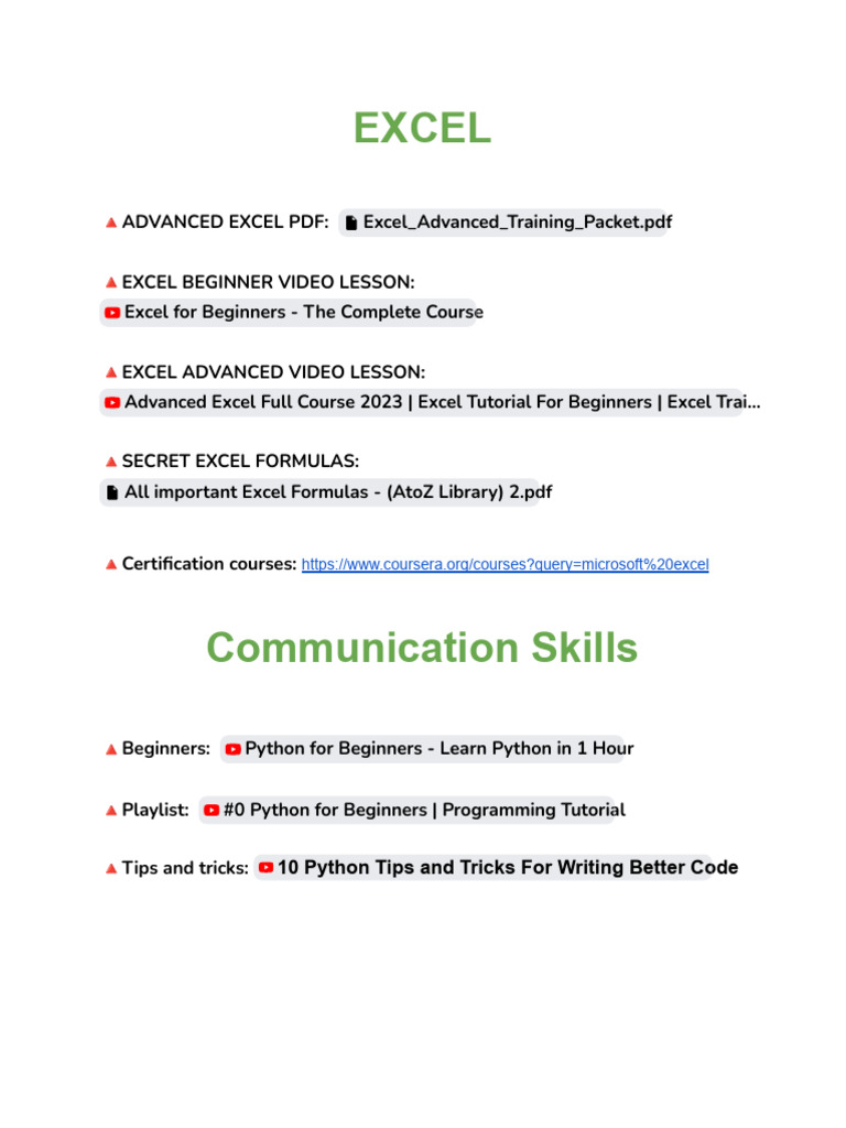 Excel & Python Learning Resources | PDF | Art | Computers