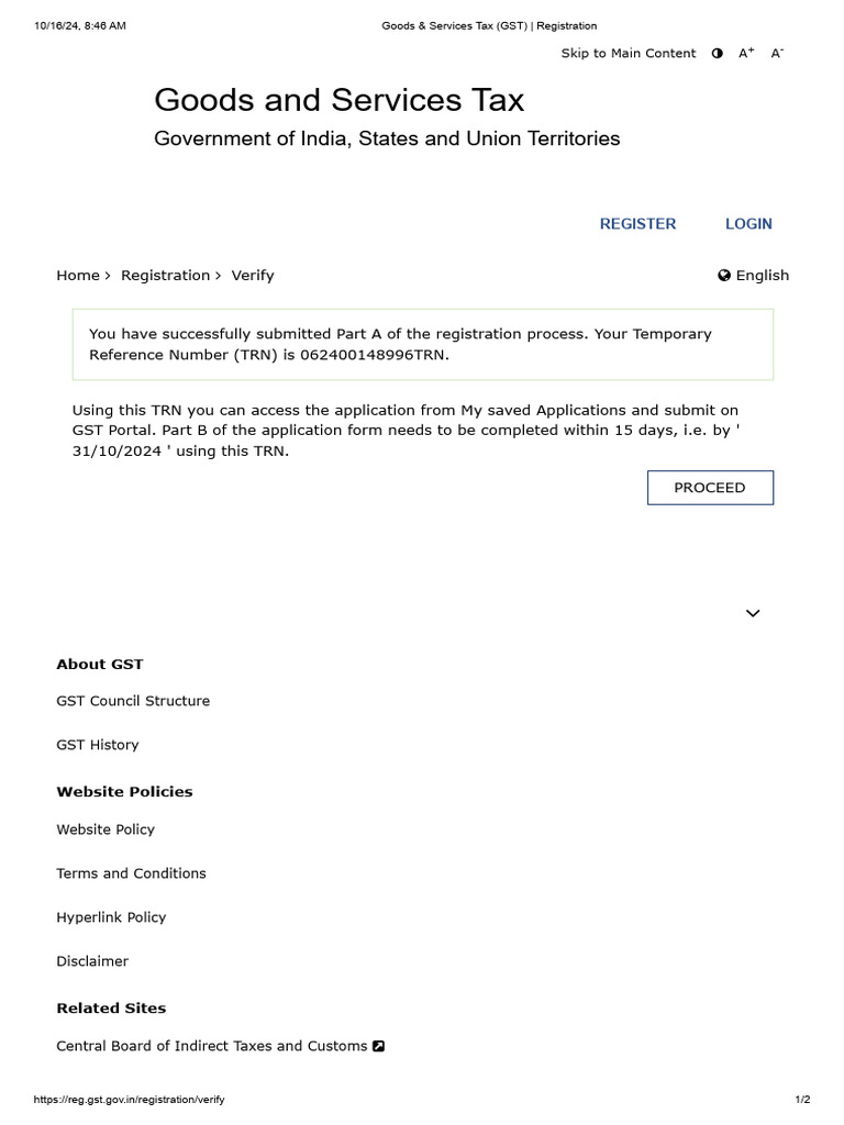 GST Registration Confirmation TRN Guide | PDF