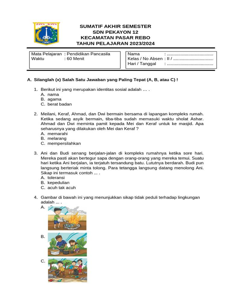 Asesmen Sumatif Akhir Tahun Kelas 2 Pendidikan Pancasila | PDF | Seni