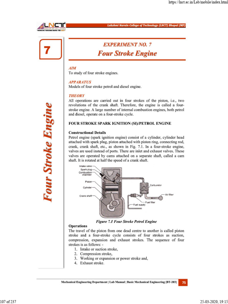 Experiment No 7 4-Stroke Engine | PDF