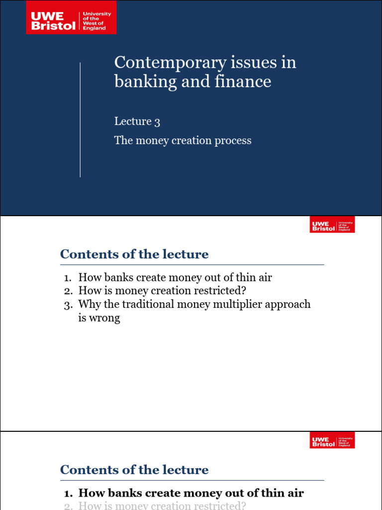 Lecture 3-The money creation process-Master slides 7.10.2024 | PDF ...
