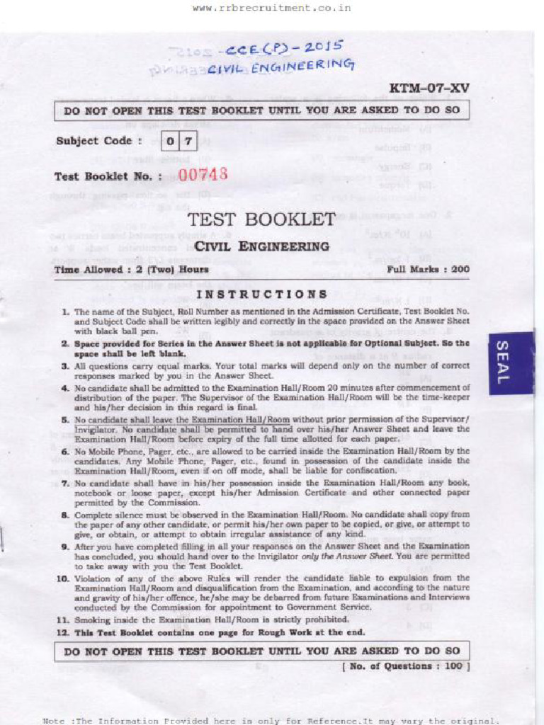 Civil Engineering - CCE (P) - 2015 | PDF