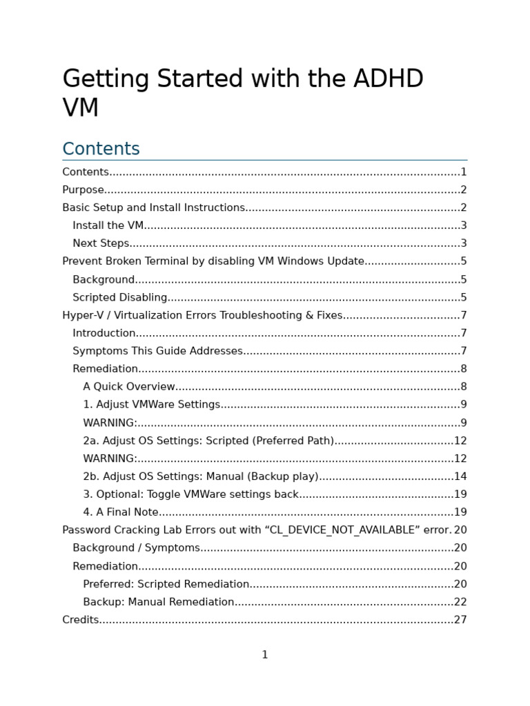 ADHD VM How To Guide and Common Errors and How To Fix Them MERGED v5 | PDF | Virtual Machine ...
