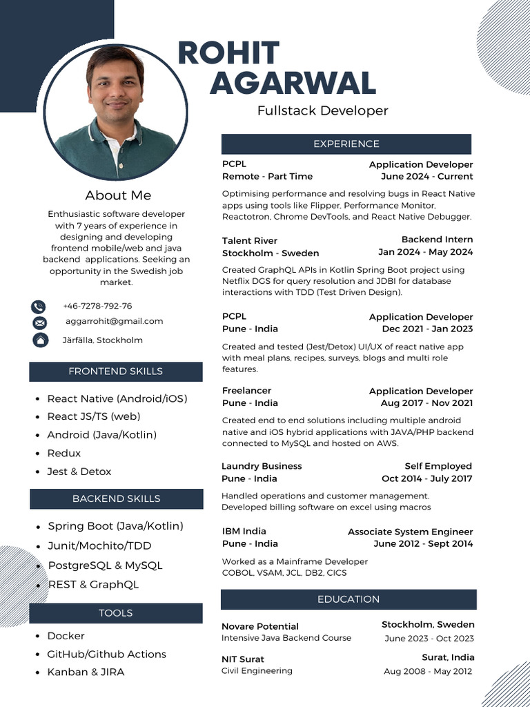 Sample FullStack ReactNative CV | PDF | Computing | Software