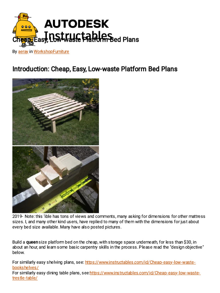 E Platform Bed Plans - 7 Steps (With Pictures) - Instructables | PDF ...