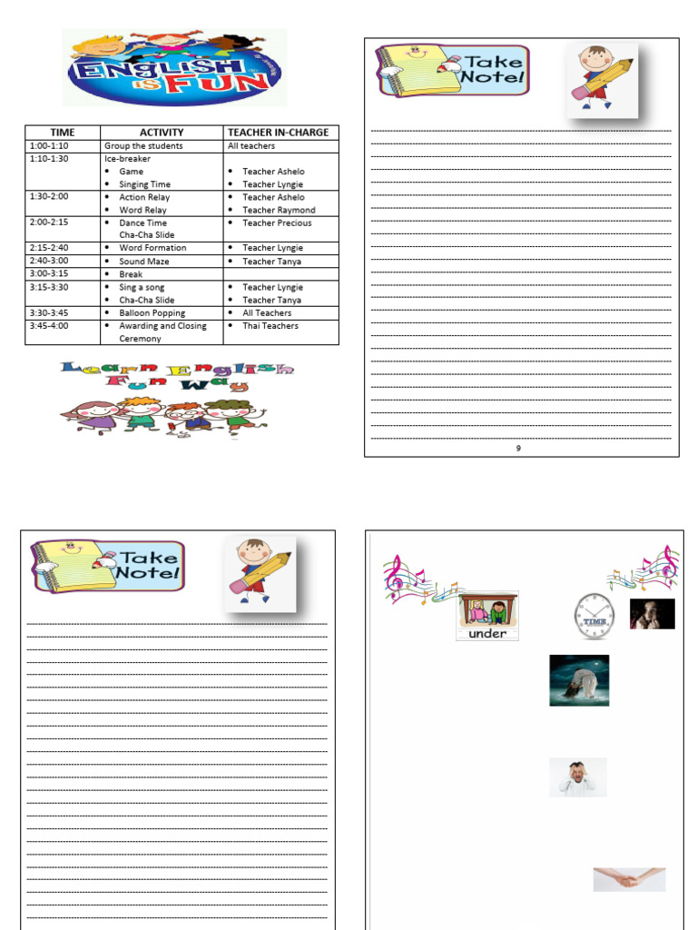 English Camp Booklet - Template | PDF
