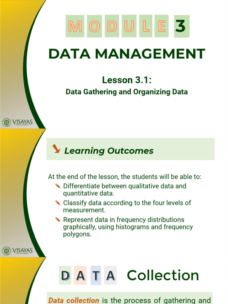 Lesson-3.1-Data-Gathering-and-Organizing-Data | PDF | Level Of Measurement | Histogram