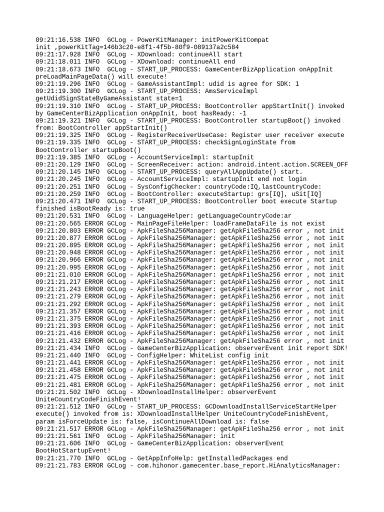GameCenter Initialization Log Analysis | PDF | Computing | Software