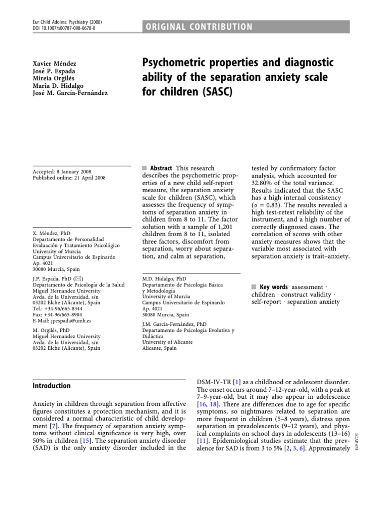 Psychometric properties and diagnostic | PDF | Internal Consistency | Anxiety