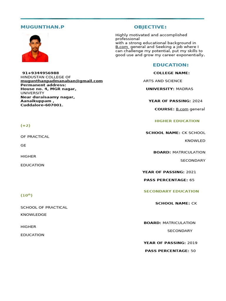 Mugunthan Resume | PDF