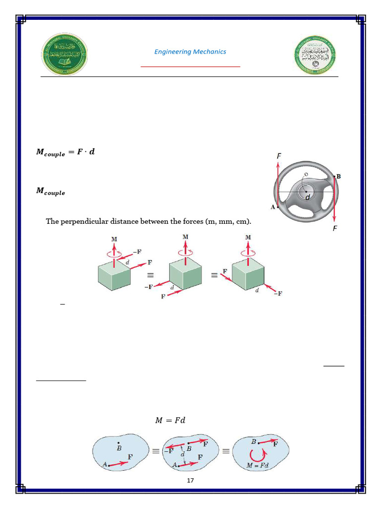 ENGINEERING MECHANICS CH4-4 Couples | PDF | Force | Mechanics