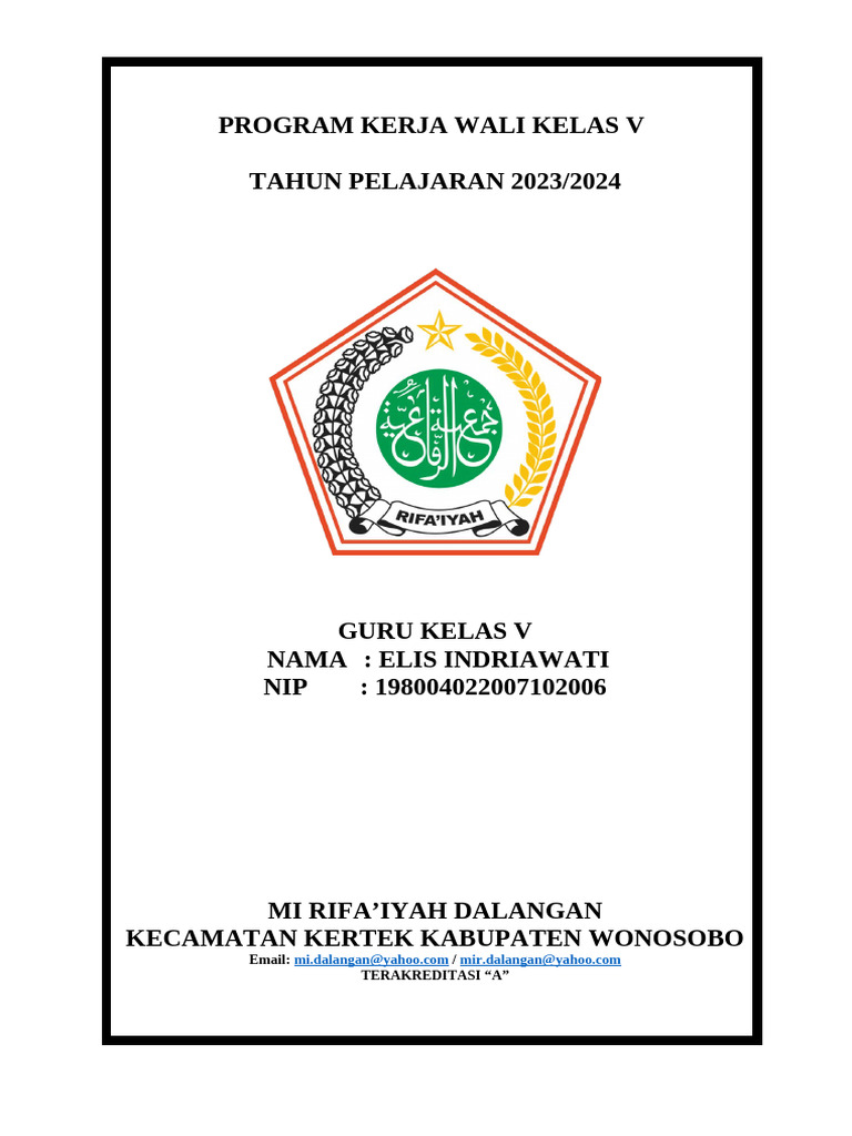 Contoh Program Kerja Wali Kelas - WWW - Kherysuryawan.id | PDF