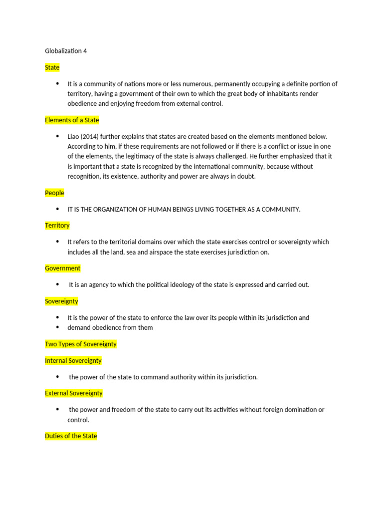 Globalization 4 WPS Office | PDF | State (Polity) | Sovereignty
