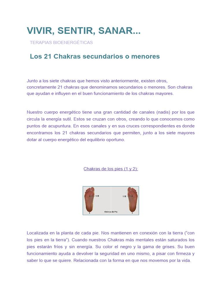 21 Chakras Secundarios: Guía Esencial | PDF | Corazón | Chakra