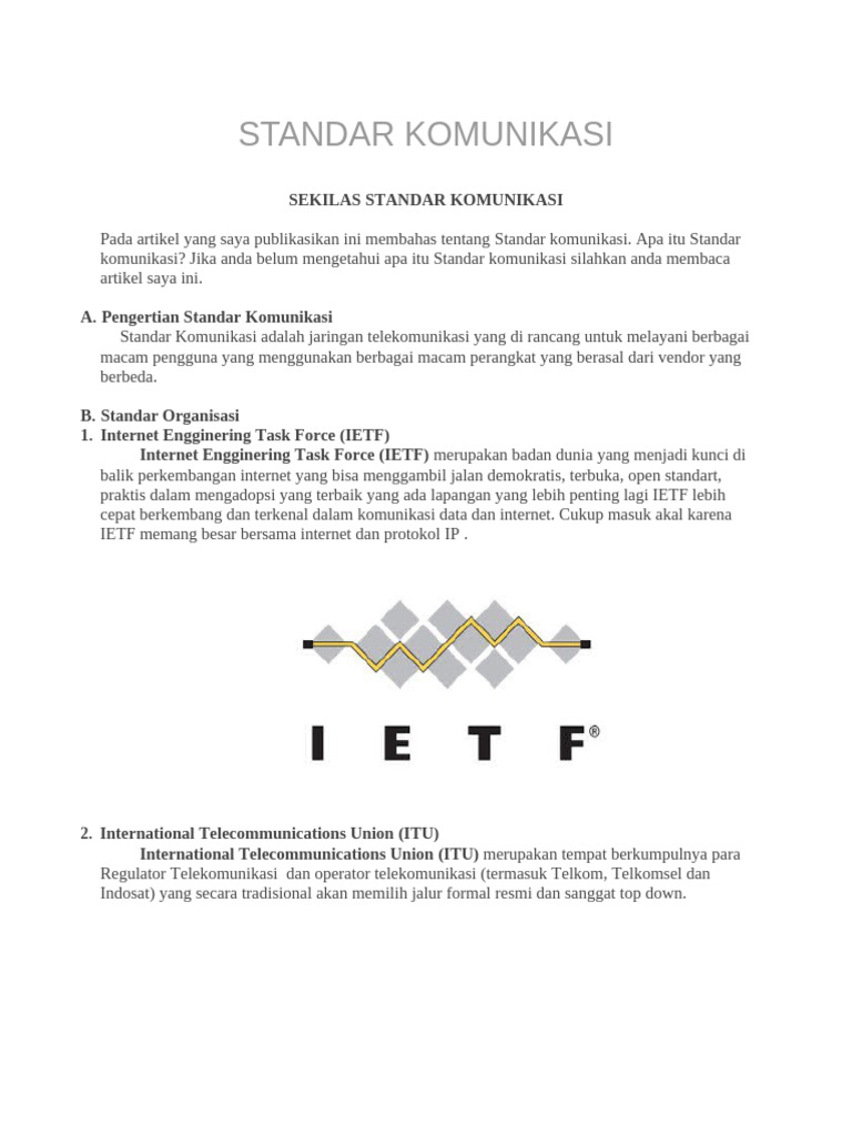 Pengertian Standar Komunikasi Organisasi | PDF