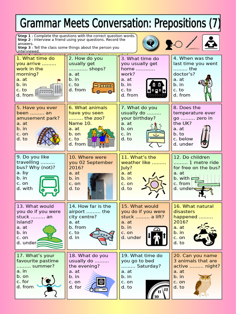 3134 Grammar Meets Conversation Prepositions 7 Asking Questions | PDF ...