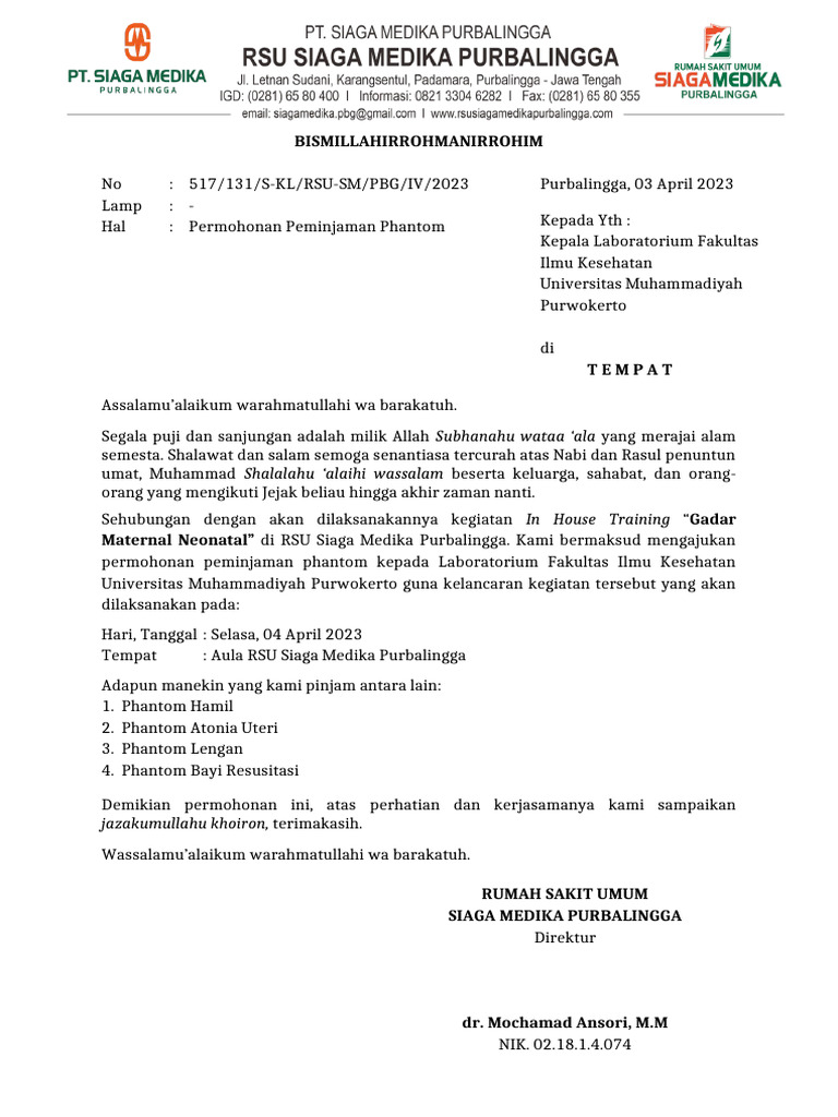 Permohonan Peminjaman Phantom Bayi | PDF