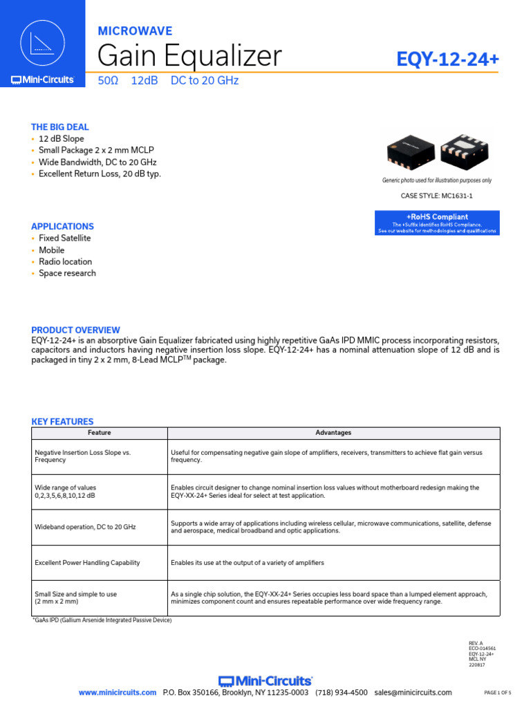 EQY-12-24+_dashboard | PDF | Microwave | Gallium Arsenide