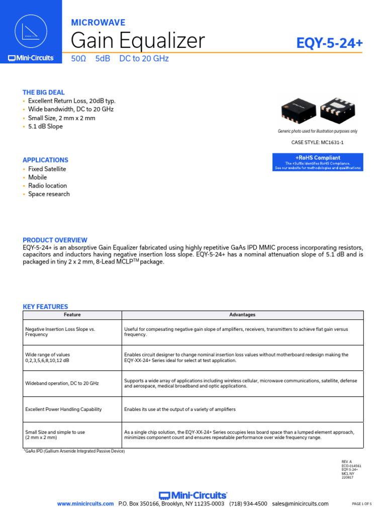 EQY-5-24+_dashboard | PDF | Microwave | Gallium Arsenide