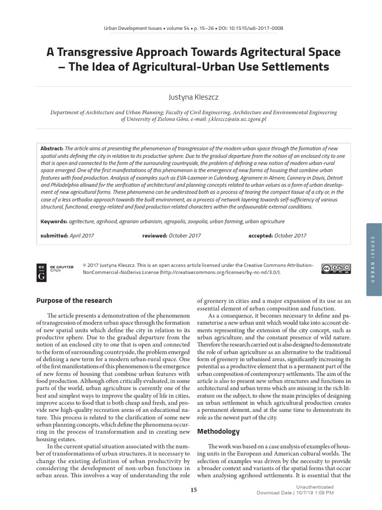 (Urban Development Issues) A Transgressive Approach Towards ...