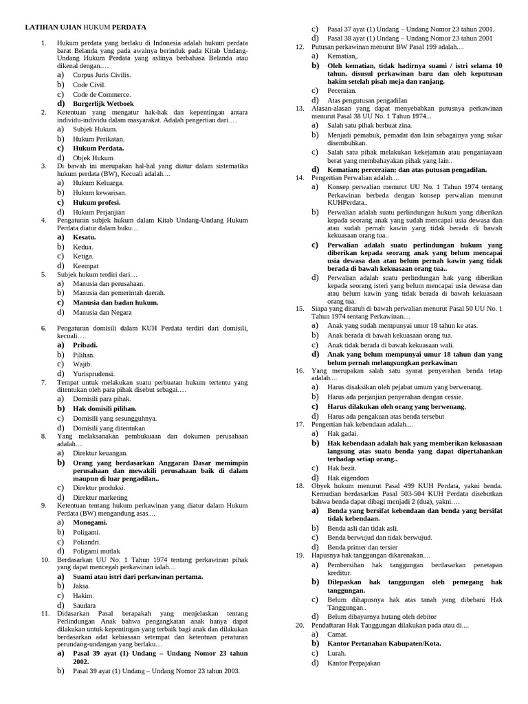 Latihan Uas Hukum Perdata | PDF