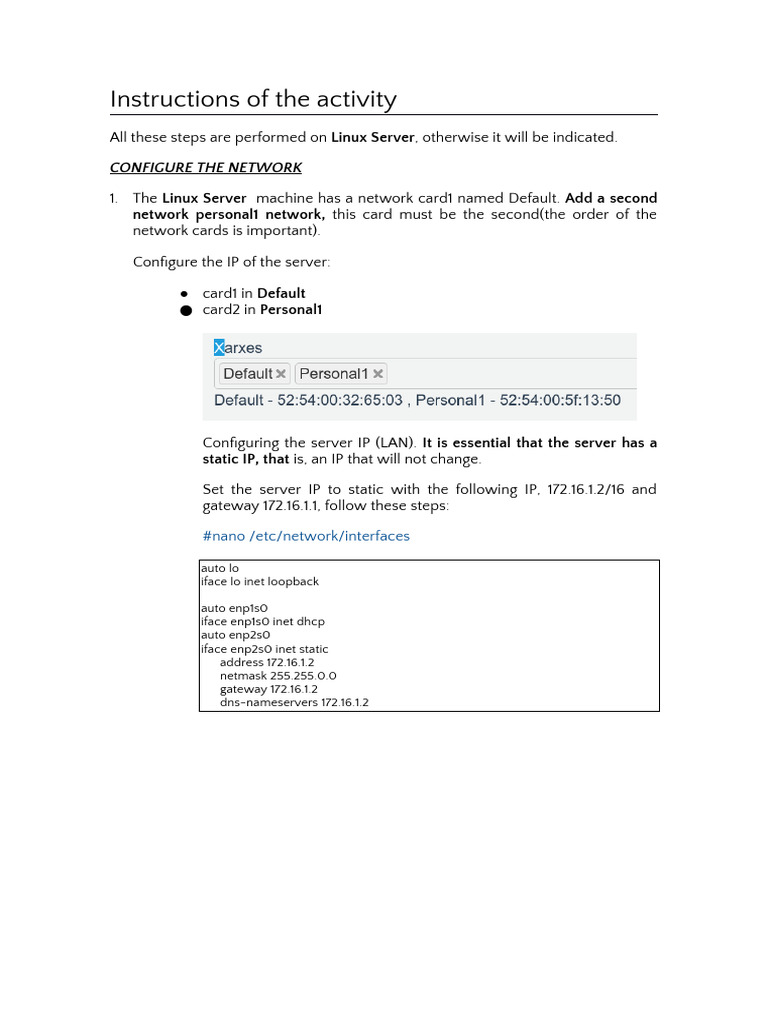 M7 - U1N1 - A3 DHCP Linux Arnau | PDF | Ip Address | Computer Networking