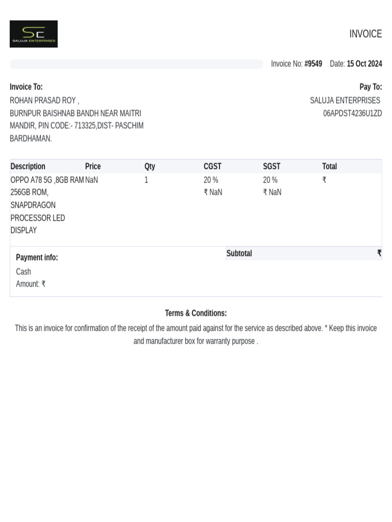 E-Commerce Invoice Template 3 | PDF