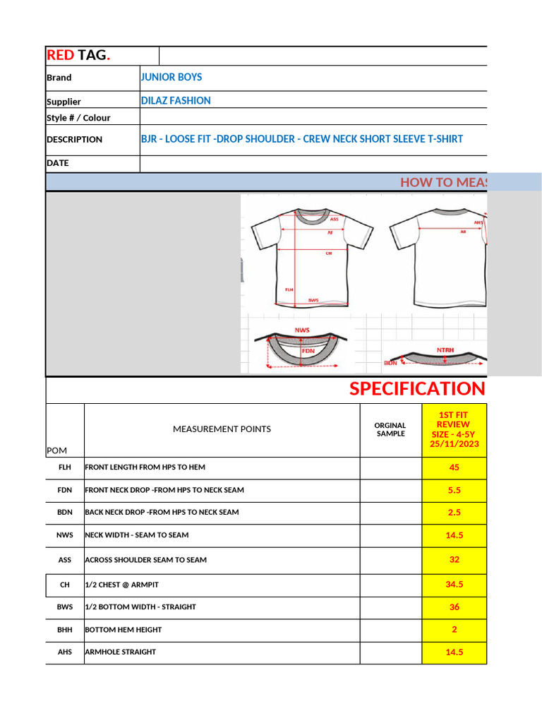 SPEC SHEET | PDF | Seam (Sewing) | Shoulder