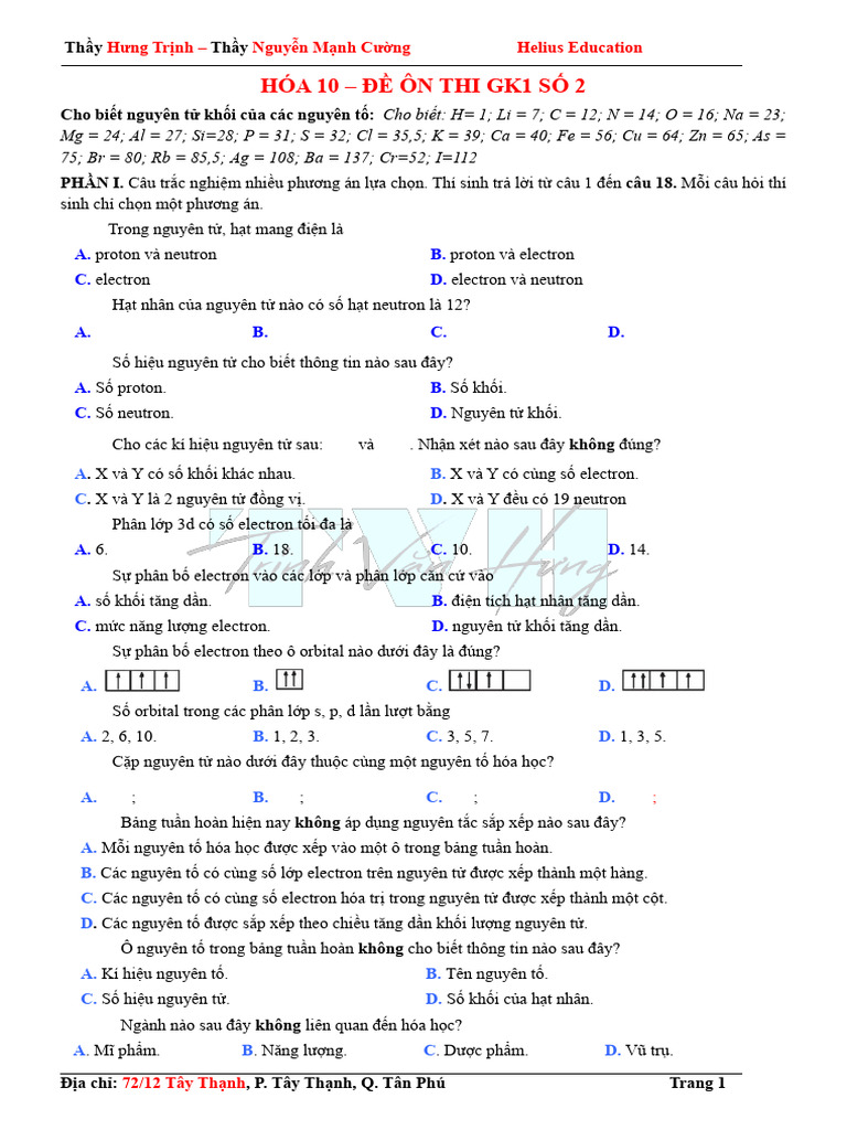 2025 - H10 - GK1 - Đề Ôn Số 2 | PDF