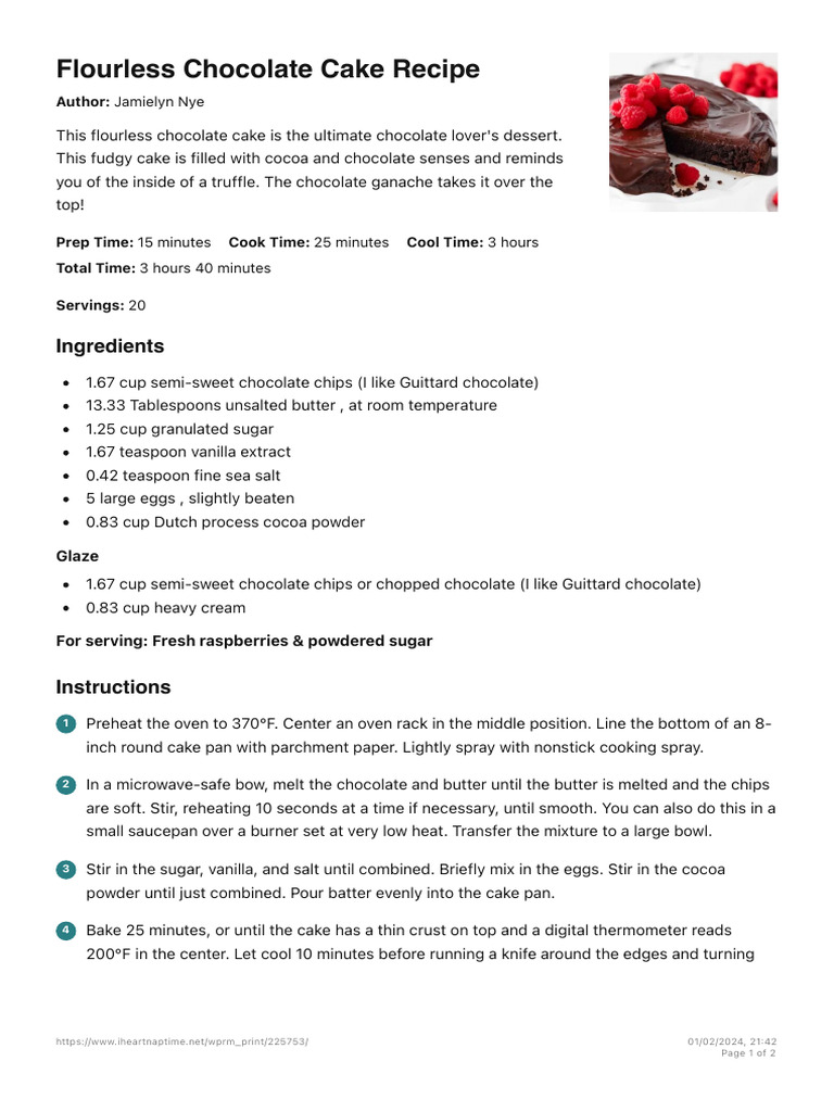 Flourless Chocolate Cake Recipe - I Heart Naptime | PDF | Cakes | Chocolate