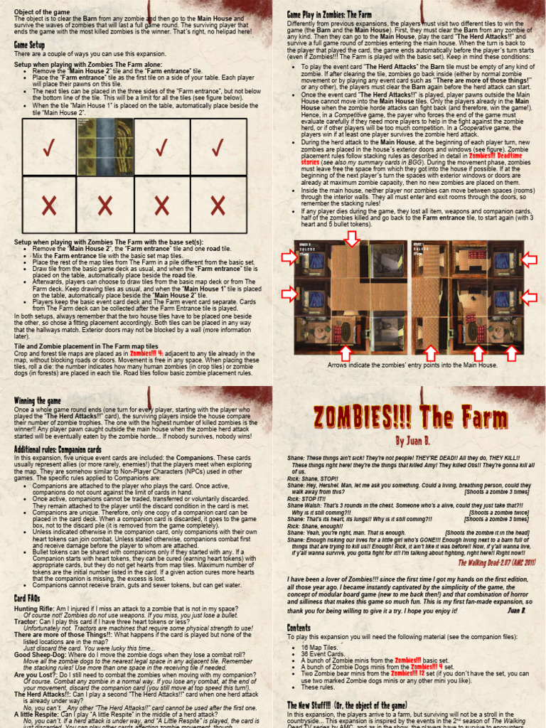1 Zombies!!! The Farm Rules | PDF | Rick Grimes