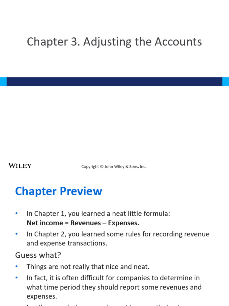 Chapter 3. Adjusting The Accounts | PDF | Debits And Credits | Deferral