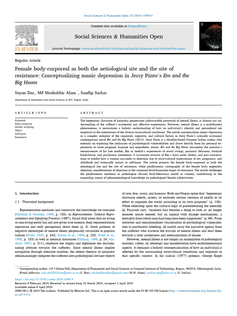 Female Body and em and The Big Hoom | PDF | Mental Disorder | Sexual ...