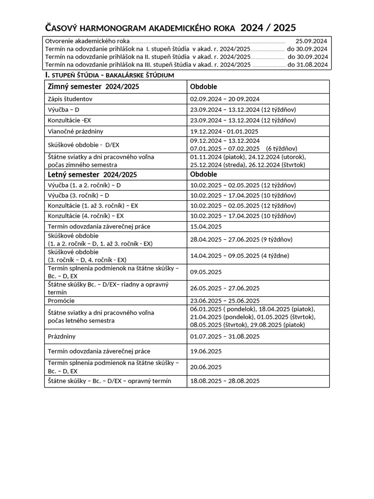 Fps Harmonogram Ar 2024 2025 Final | PDF